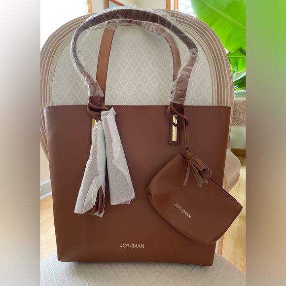 Joy+Iman | Bags | Joy Iman Leather Brown Tote Bag Brand New | Poshmark